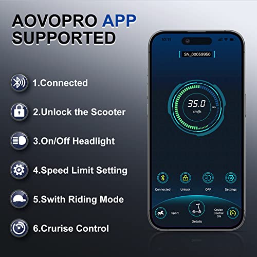 Aovopro ESMAX Electric Scooter, 27 Miles Range, Upgraded 500W Motor, 21 MPH Speed,10" Anti-Puncture Self-Sealing Air Tyre, Portable Commuting Electric Scooter for Adults