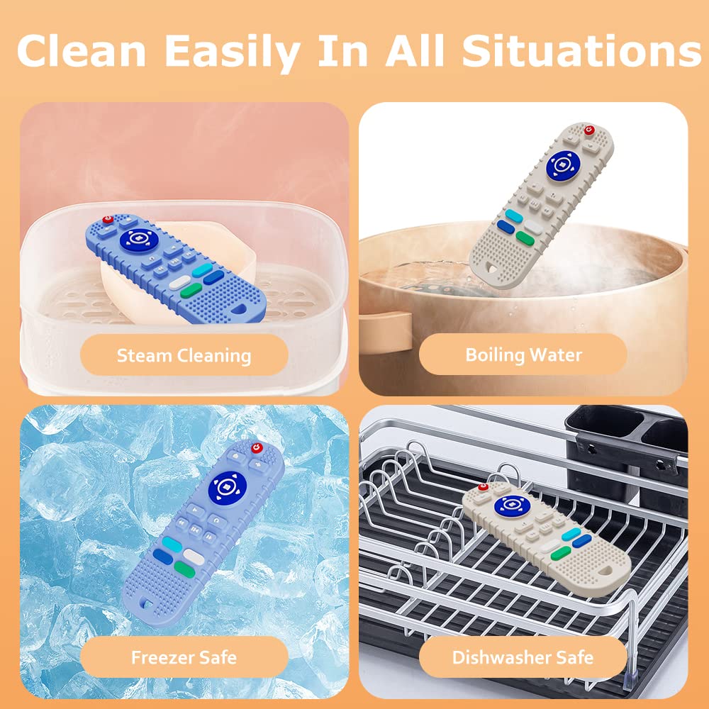 3 Pack Baby Teething Toys, Silicone Baby Toys Teether Chew Toys for Babies, TV Remote Control Shape with Push Sensory Bubble, Infant Teether Early Educational Toy for 3-12 Months