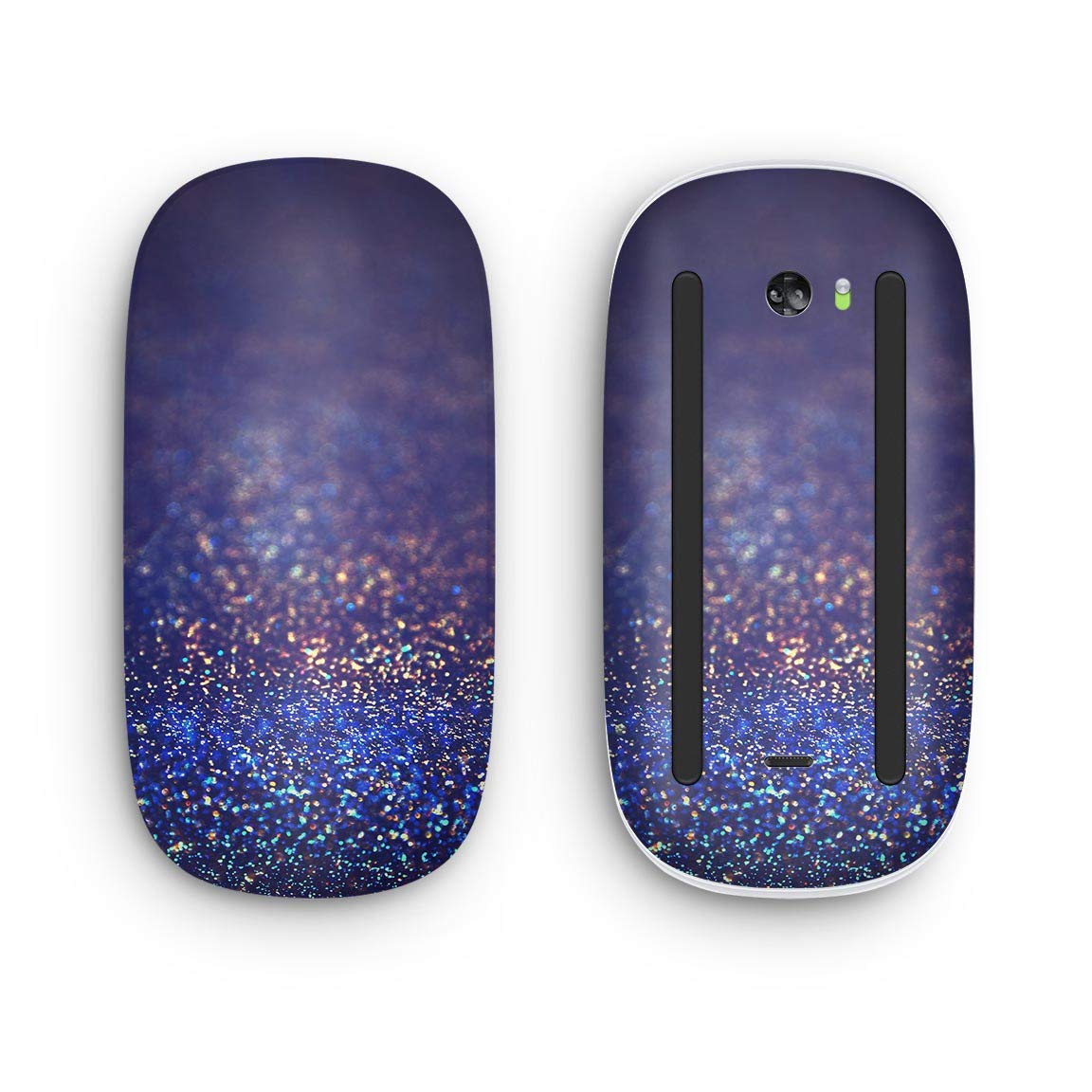 Design Skinz Deep Blue with Gold Shimmering Orbs of Light Vinyl Decal Compatible with The Apple Magic Mouse 2 (Wireless, Rechargable) with Multi-Touch Surface