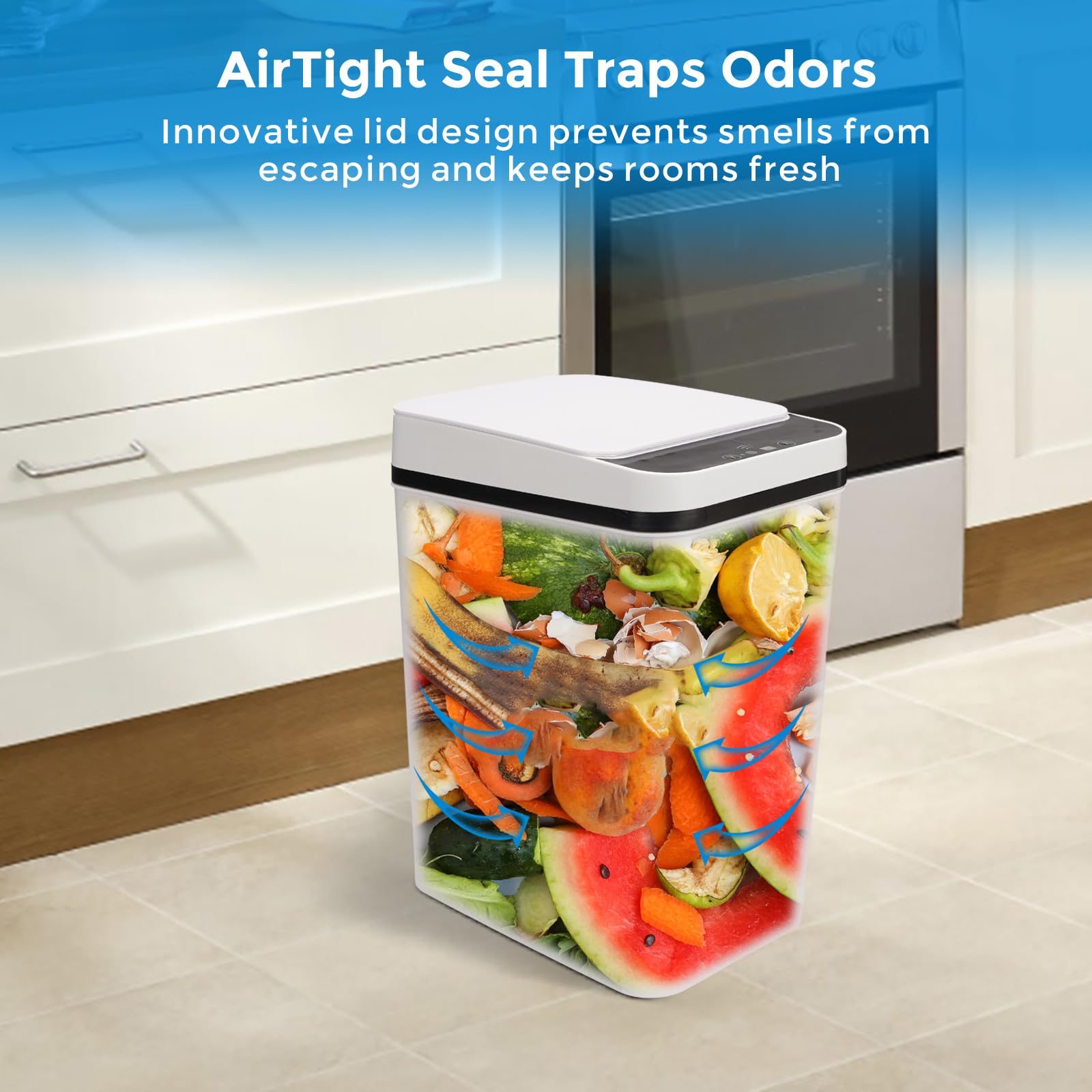 XJISUYD 2 Pack Automatic Bathroom Trash Can with Lid & 40Pcs Trash Bags - Touchless Bathroom Trash Can, Motion Sensor Slim Garbage Bin, 3.2 Gal Electric Smart Waste Can for Bedroom Office Kitchen