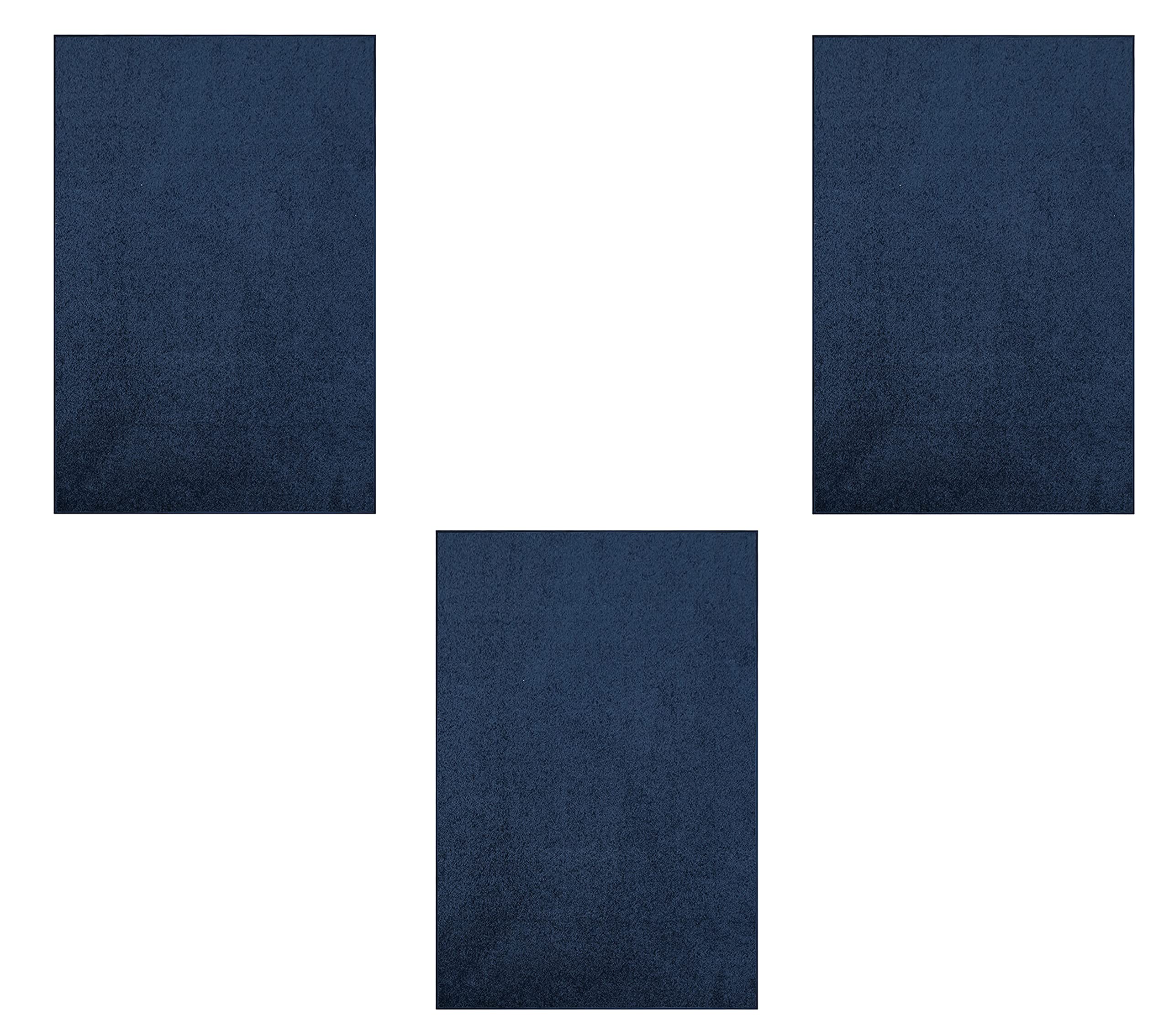 Furnish my Place Modern Plush Solid Navy Color Rug, Indoor/Outdoor Mat, Area Rugs Great for Kids, Pets, Event, Living Room, Made in USA, 18" x 36" Half Round - Set of 3