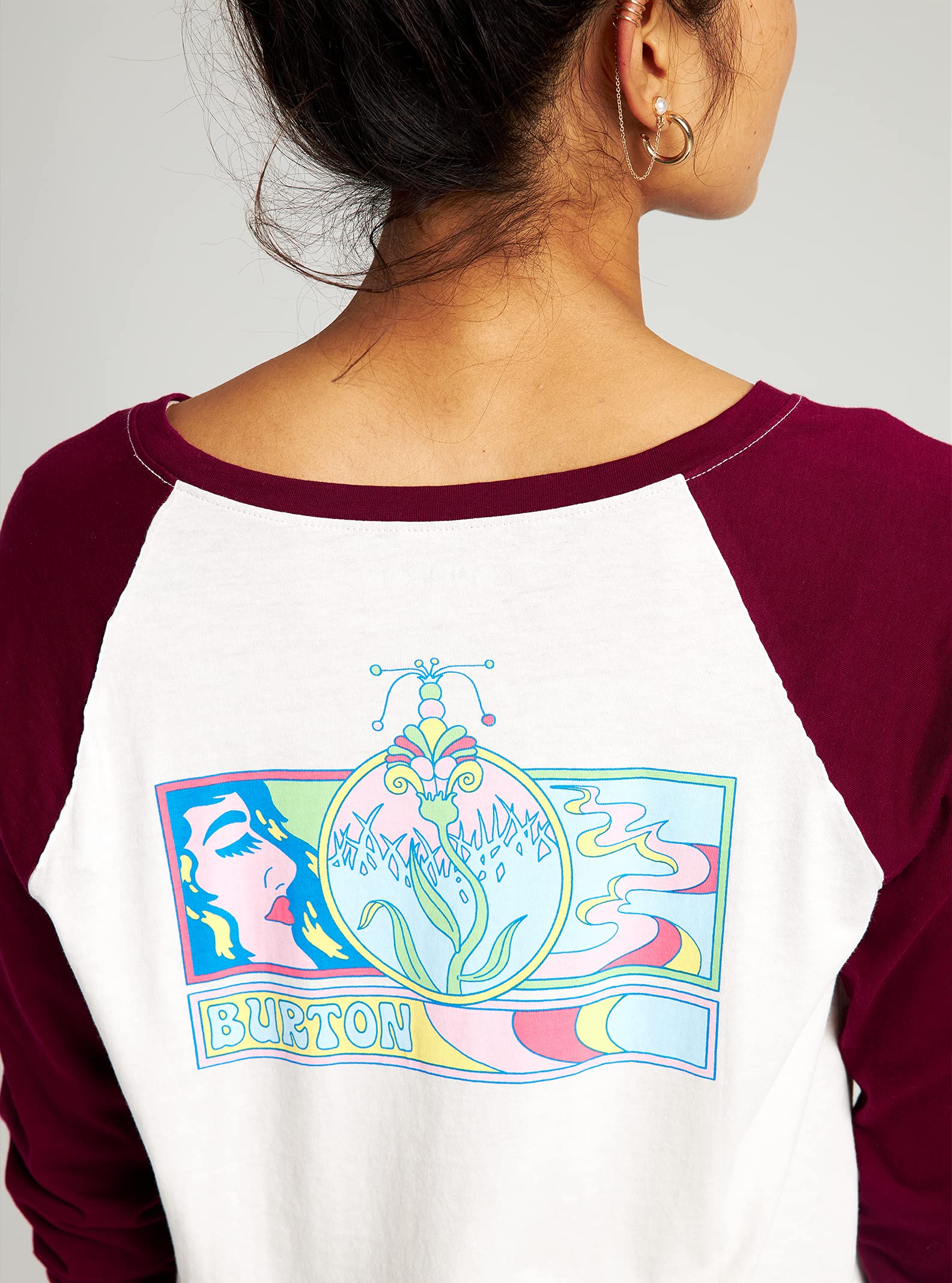 Burton Women's Standard Tuplin Raglan T-Shirt, Stout White/Mulled Berry, Small