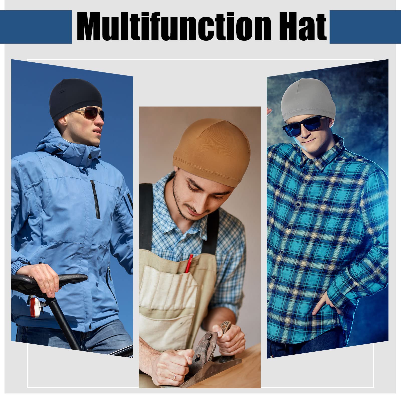 48 Pcs Cooling Skull Cap for Men Bulk Helmet Liner Skull Caps Cycling Hat Sweat Wicking Beanie for Men Women Bicycle Motorcycle, 11 Colors