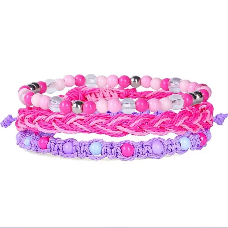 3Pcs Woven Bracelets for Women Stretch Friendship Bracelets Bead Bracelets Stackable Braided Bracelets Waterproof Adjustable Bracelet String Jewelry Gift - Orange