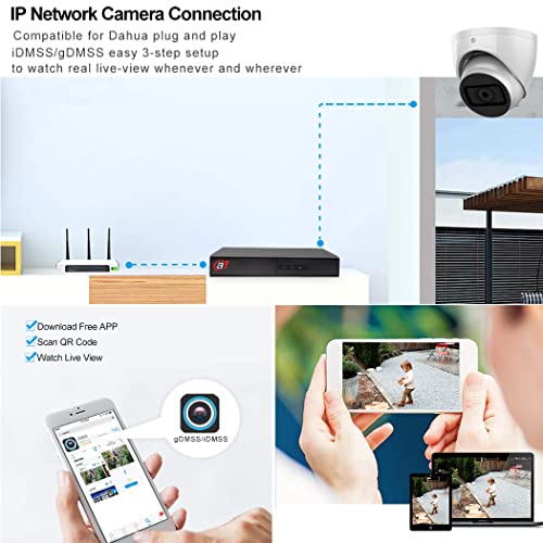 Starlight 4MP IP Camera PoE 2.8mm, Outdoor Turret Security Camera with Built-in Mic, Human/Vehicle Detection,IR 164fts Night Vision, IP67 Weatherproof, CCTV Surveillance System,SD Card Slot(256GB)