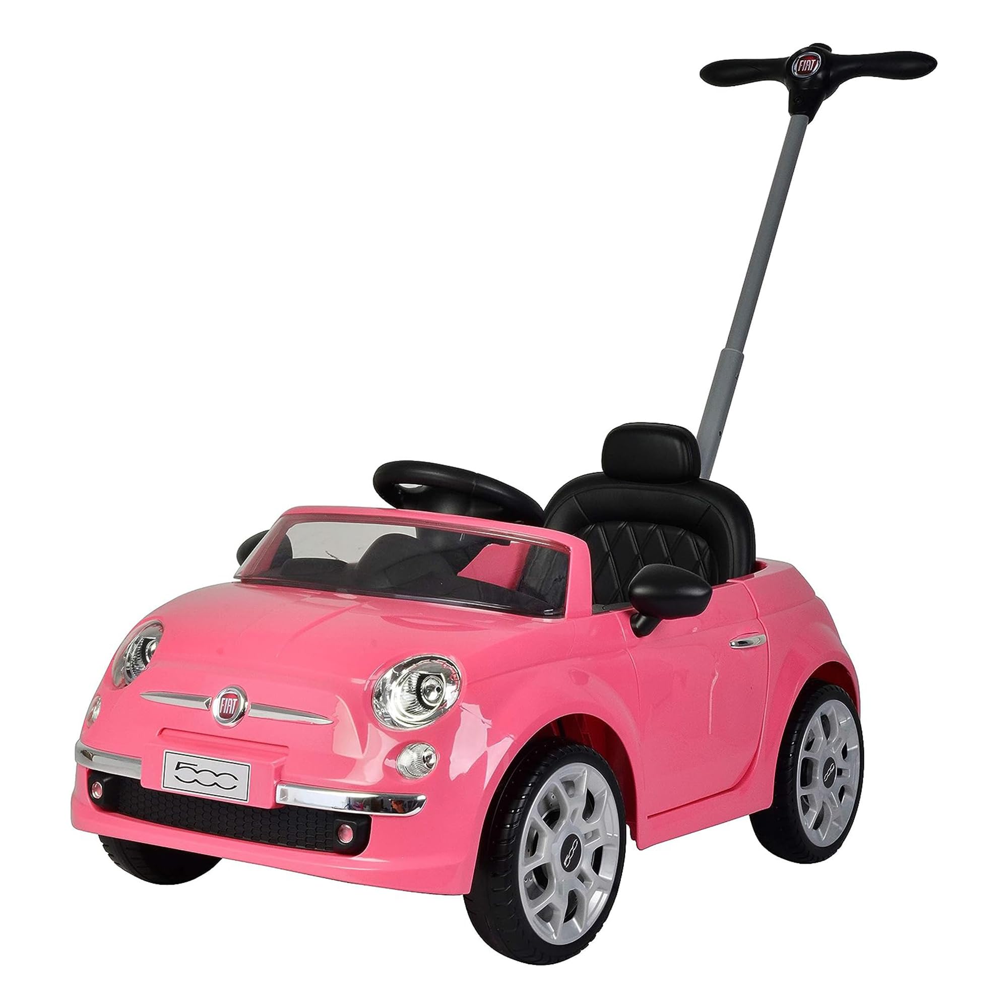 Best Ride On Cars 2-in-1 Fiat 500 Baby Toddler Toy Push Vehicle Car Stroller with 40 Pound Capacity and Lights for Children Ages 1 to 3 Years, Pink