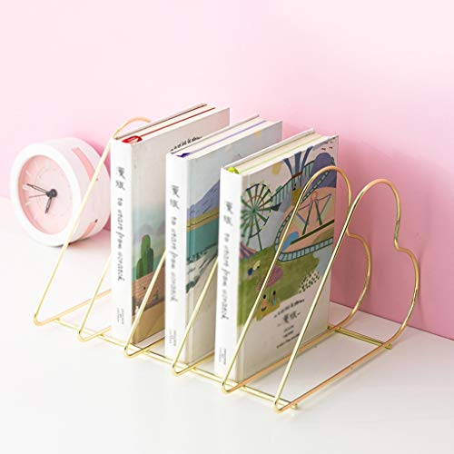 Storage Rack Magazine Rack Newspaper Rack Book Shelf Bookend Metal Wire Letter Rack Desk Office Room 26X21X16CM MUMUJIN (Color : Gold)