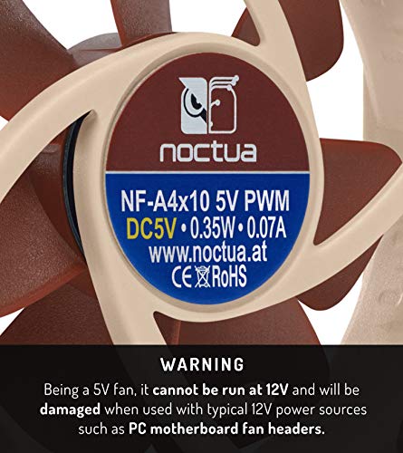Noctua NF-A4x10 5V PWM, Premium Quiet Fan with USB Power Adaptor Cable, 4-Pin, 5V Version (40x10mm, Brown)