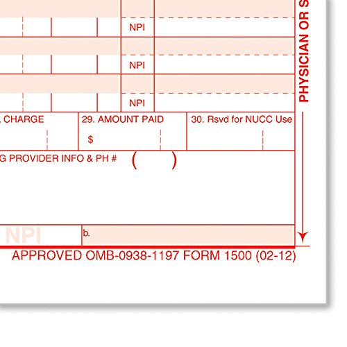 ComplyRight CMS 1500 Healthcare Billing Form - 02/12, Laser, 2500-Count (CMS12LC)