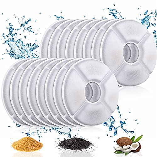 ITidyHome 16 Pack Cat Water Fountain Filters of Pet Fountain Replacement Filter,for Most 81oz/2.4L Automatic Pet Cat Dog Water Fountain Dispenser