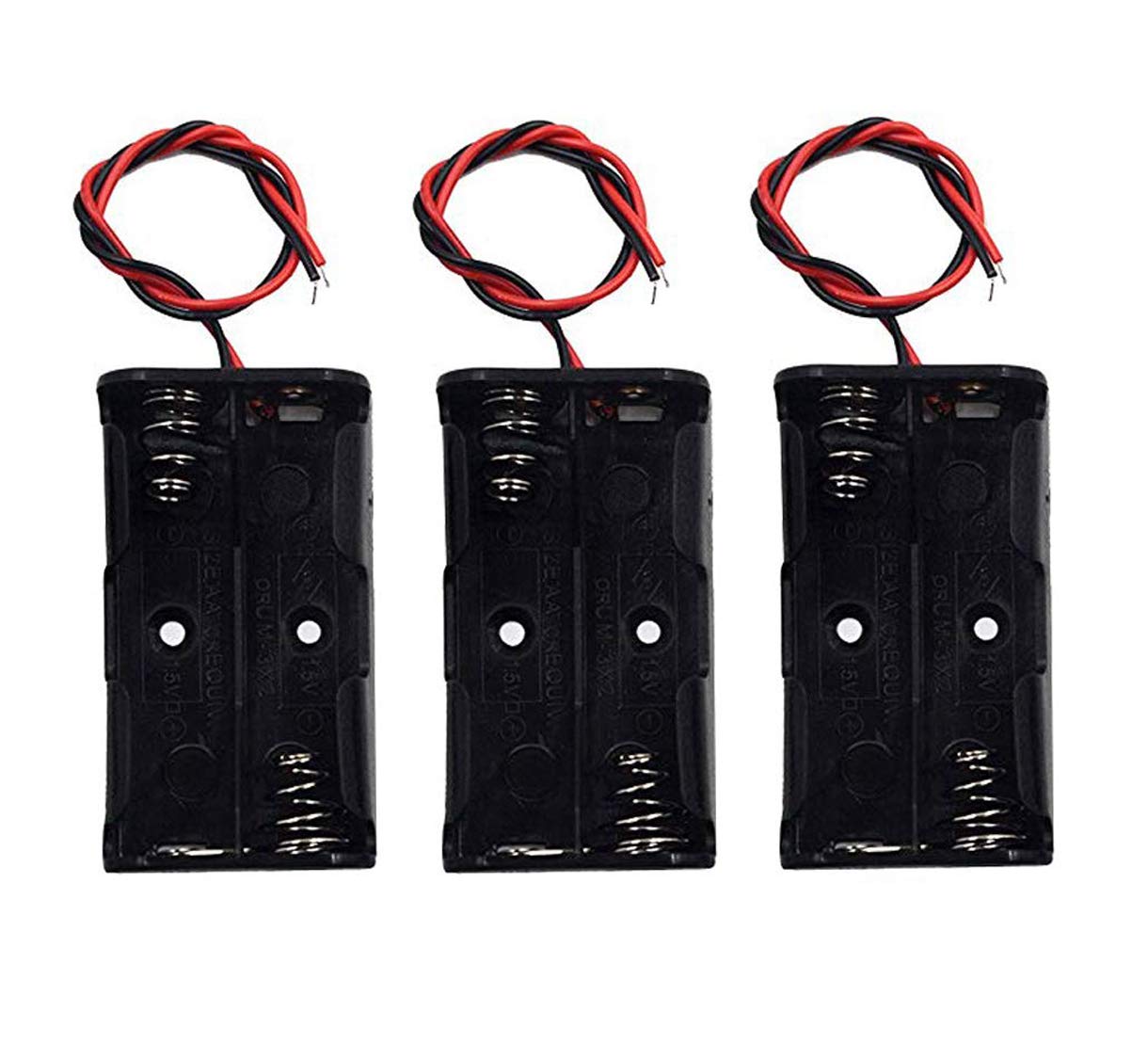 LampVPath (Pack of 3 2 AA Battery Holder, 2 AA Battery Holder with Leads, 2 AA Battery Holder with Wires