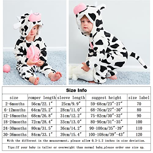 QIAONIUNIU Halloween Baby Cow Costumes Toddler Onesie Infants Cosplay Romper 30-36 Months