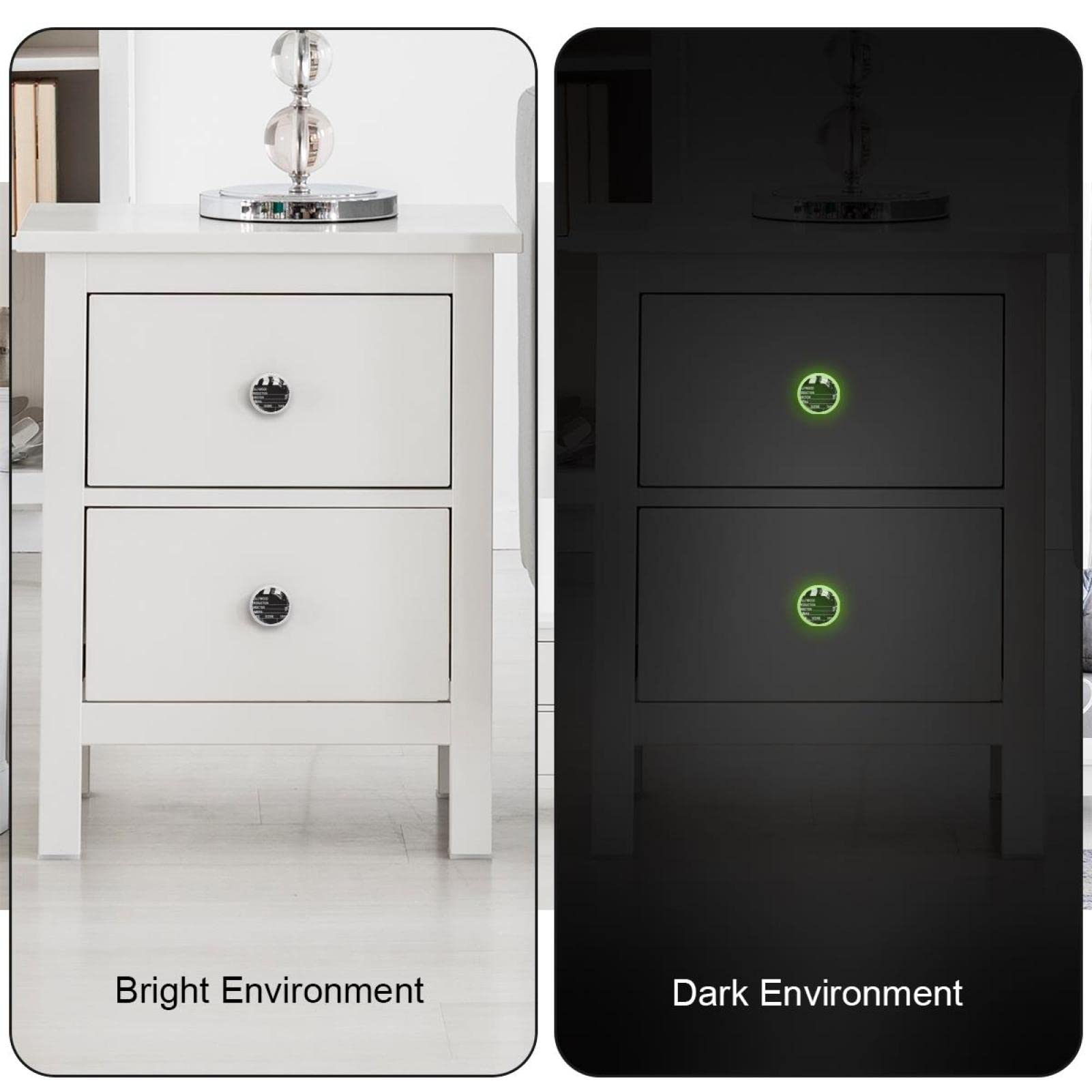 4 Pcs Drawer Knob Pull Handle Movie Cinema Lapper Board Cabinet Drawer Pulls Cupboard Knobs with Screws, Glowing in The Dark