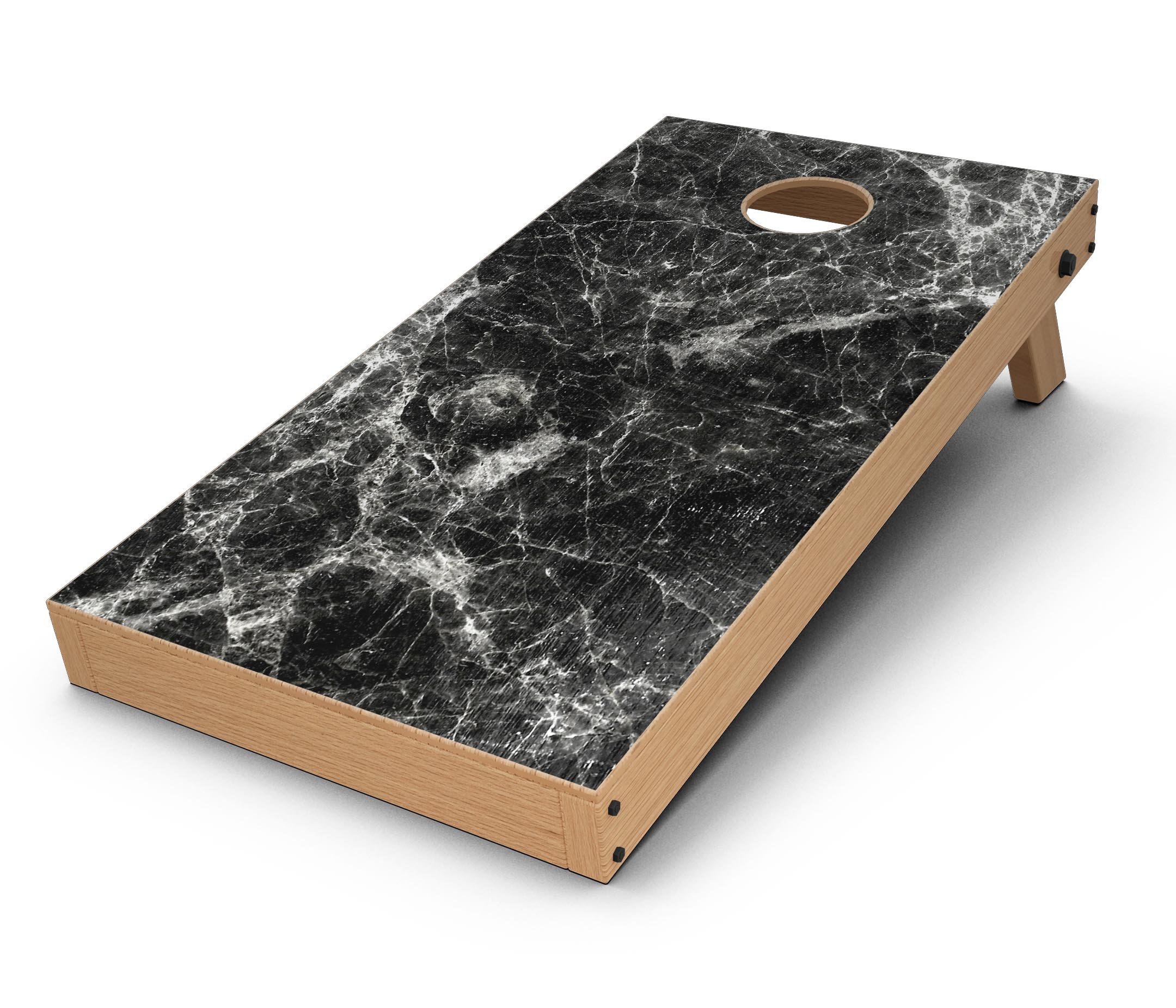 Design Skinz Marble Skin Set for Cornhole (Skin Only) - Black Scratched Marble