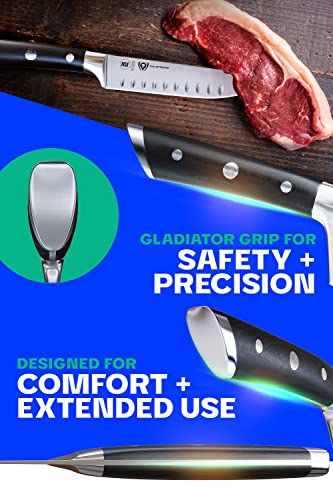 Dalstrong Gladiator Elite Series Forged High Carbon German Steel Steak 4-Piece Kitchen Knife Set with Black G10 Handle, 5 Inches, Sheaths Included