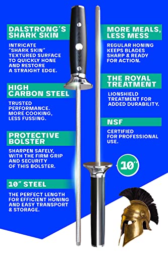 Dalstrong Honing Steel - 10" Rod - Gladiator Series Elite - HC Stainless Steel - G10 Garolite Handle - NSF Certified