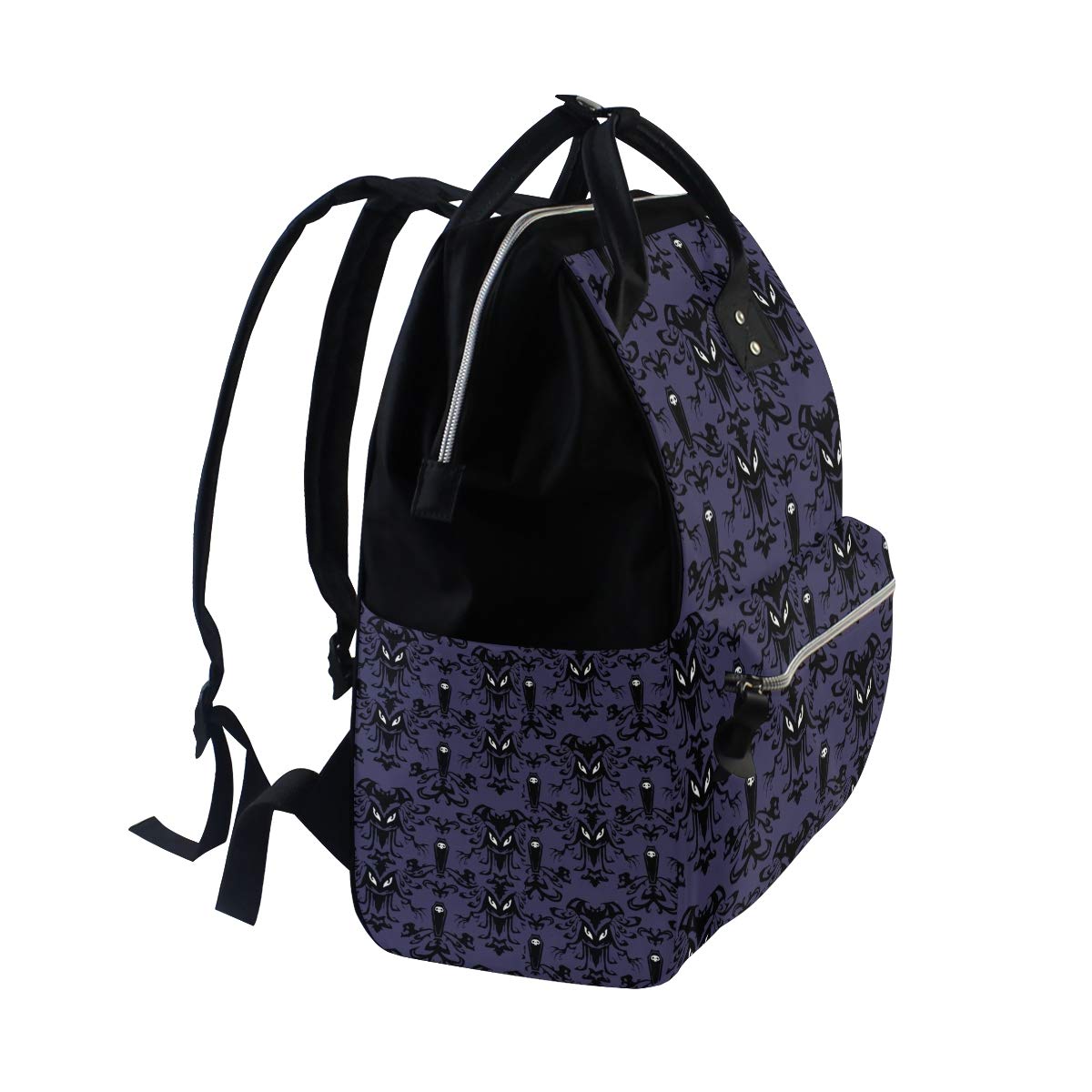 Yonune biikoosii Diaper Bag Backpack with Gothic Halloween Bat Print for Mom/Dad, Wide Open Multi-Function Travel Backpack Nappy Bags