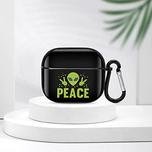 Alien Peace UFO Printed Bluetooth Earbuds Case Cover Compatible for Airpods 3 Protective Storage Box with Keychain