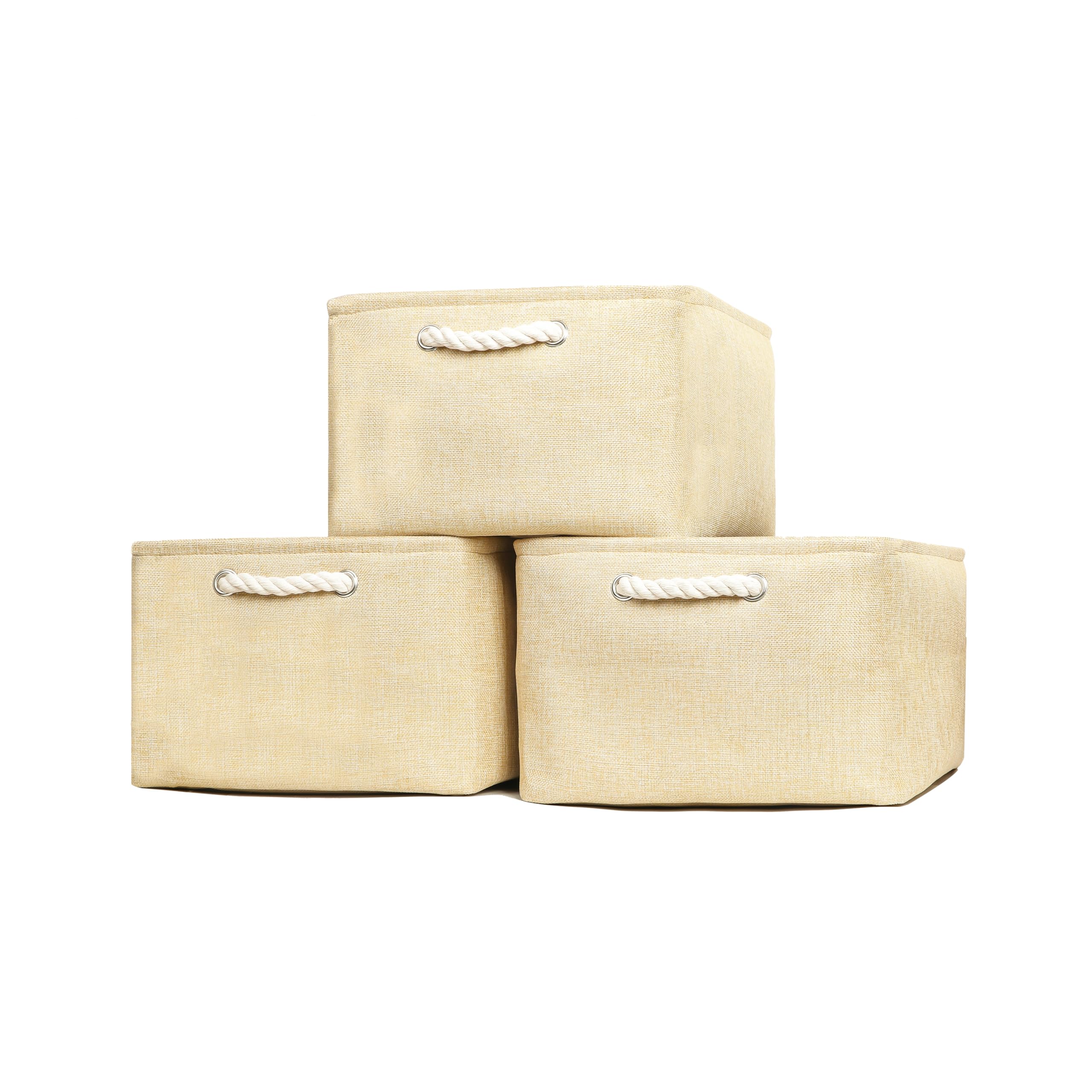 Lemiran Fabric Storage Baskets For Shelves,Large Storage Bins For Organizing With Handles,Sturdy Storage Boxes For Clothing,Closet,Wardrobe,14.1×10.2×6.3in Basket Organizer,Pack Of 3