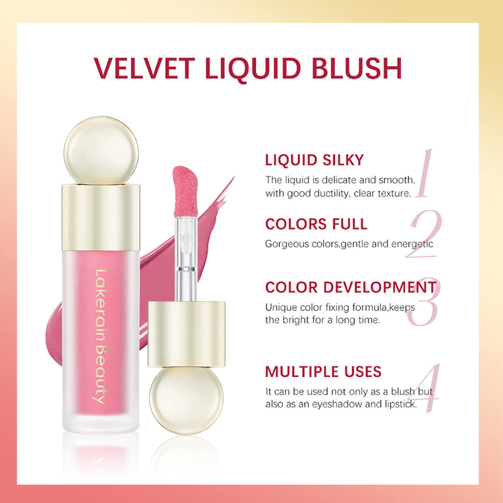 3 Pcs Soft Liquid Blush, Beauty Makeup for Long-Lasting, Natural Skin Tint, Moisturizing Face Stick for Cheek, Matte Finish Looking(#02Happy+#03Hope+#04Love)