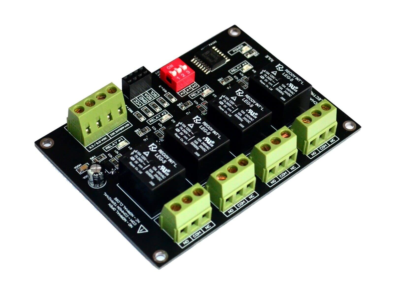 4 Channel I2C Electromagnetic Relay Module Compatible with Arduino, Raspberry and MCU 3.3V 5.0V iot Chip on Boards is Either PCF8574 or PCF8574A