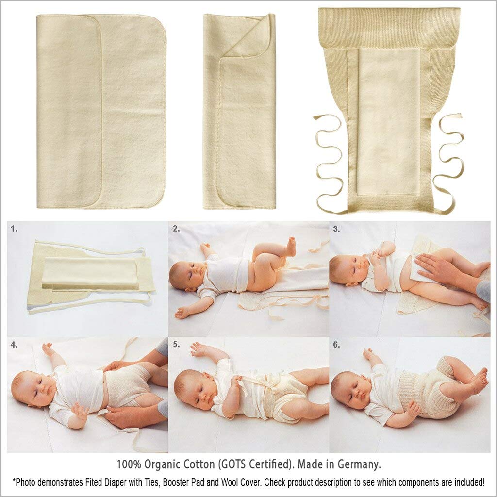 Washable Organic Diapers – Prefold Cloth Diaper Booster Pads for Baby and Toddler, Brushed Cotton (10-pack)