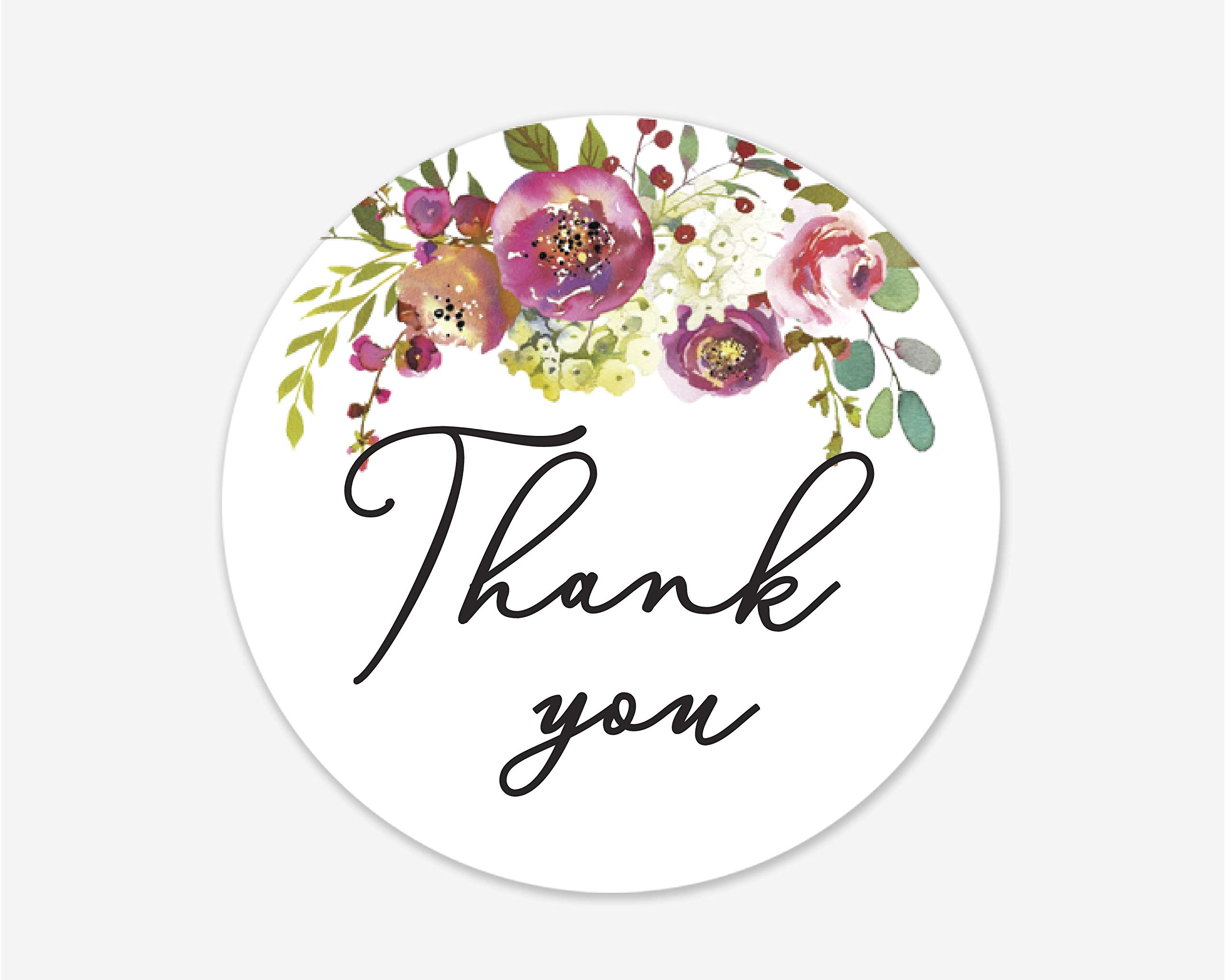 Thank You Stickers, Floral Wedding and Bridal Shower Event Favor Labels (#379-026)