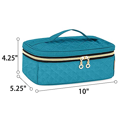 Teamoy Travel Makeup Brush Case, Makeup Train Organizer Bag with Handle for Makeup Brushes(up to 9-inch) and Essentials, Medium, Teal(BAG ONLY)