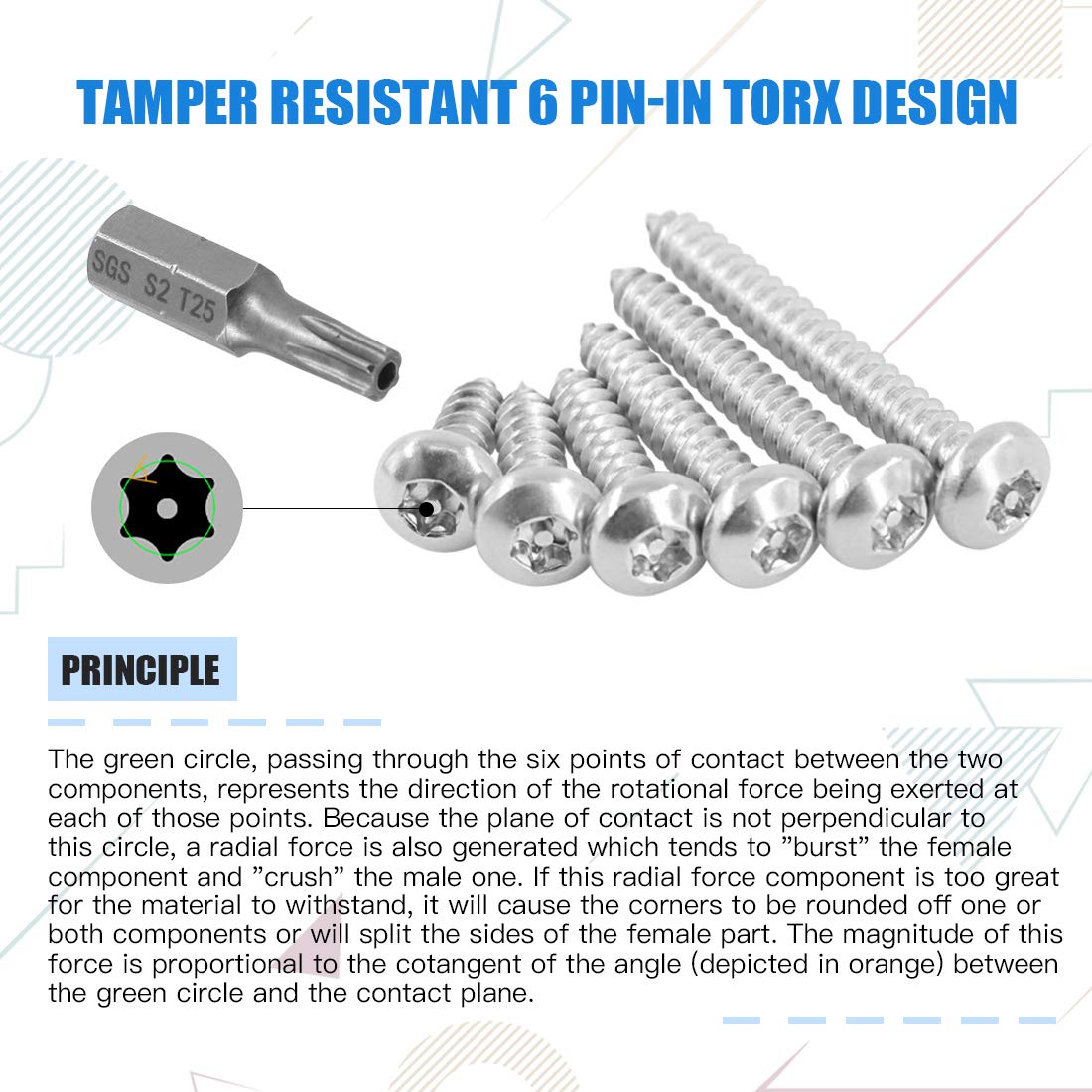 Glarks 211Pcs #10 x 1/2'' / 5/8'' / 3/4'' / 1" / 1-1/4'' / 1-1/2'' Button Head Torx Security Stainless Steel Screws, 6 Size Tamper Resistant Screws Assortment Set with T25 Bit