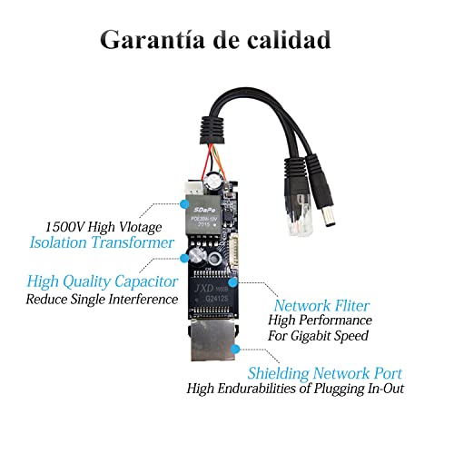 REVODATA Gigabit PoE Splitter 12V 2A Output with IEEE 802.3af/at Standard Compliant 10,100,1000Mbps Power Over Ethernet Splitter Adapter for Security Camera CCTV Surveillance 5.5x2.1mm DC PlugPS5712TG