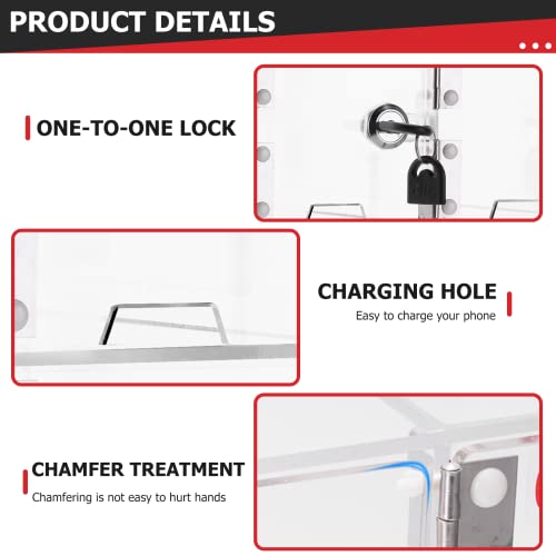 Consfly Cell Phone Locker Box Clear Cell Phone Lock Box 15 Slots Wall-Mounted Cell Phone Storage Cabinet with Keys for Office School Factory