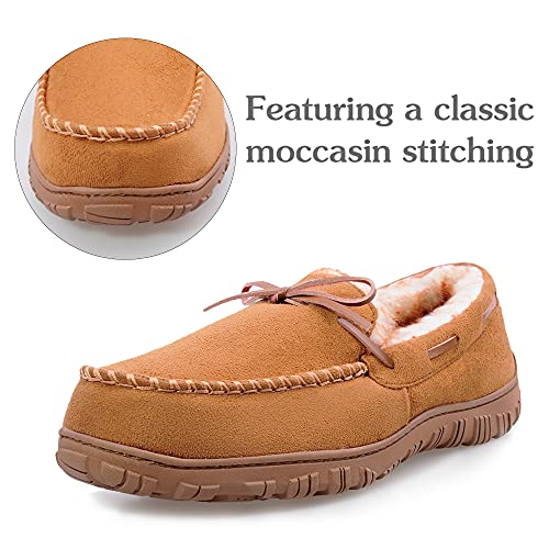 Amazon Essentials Men's Warm Plush Slippers, Light Beige, 9