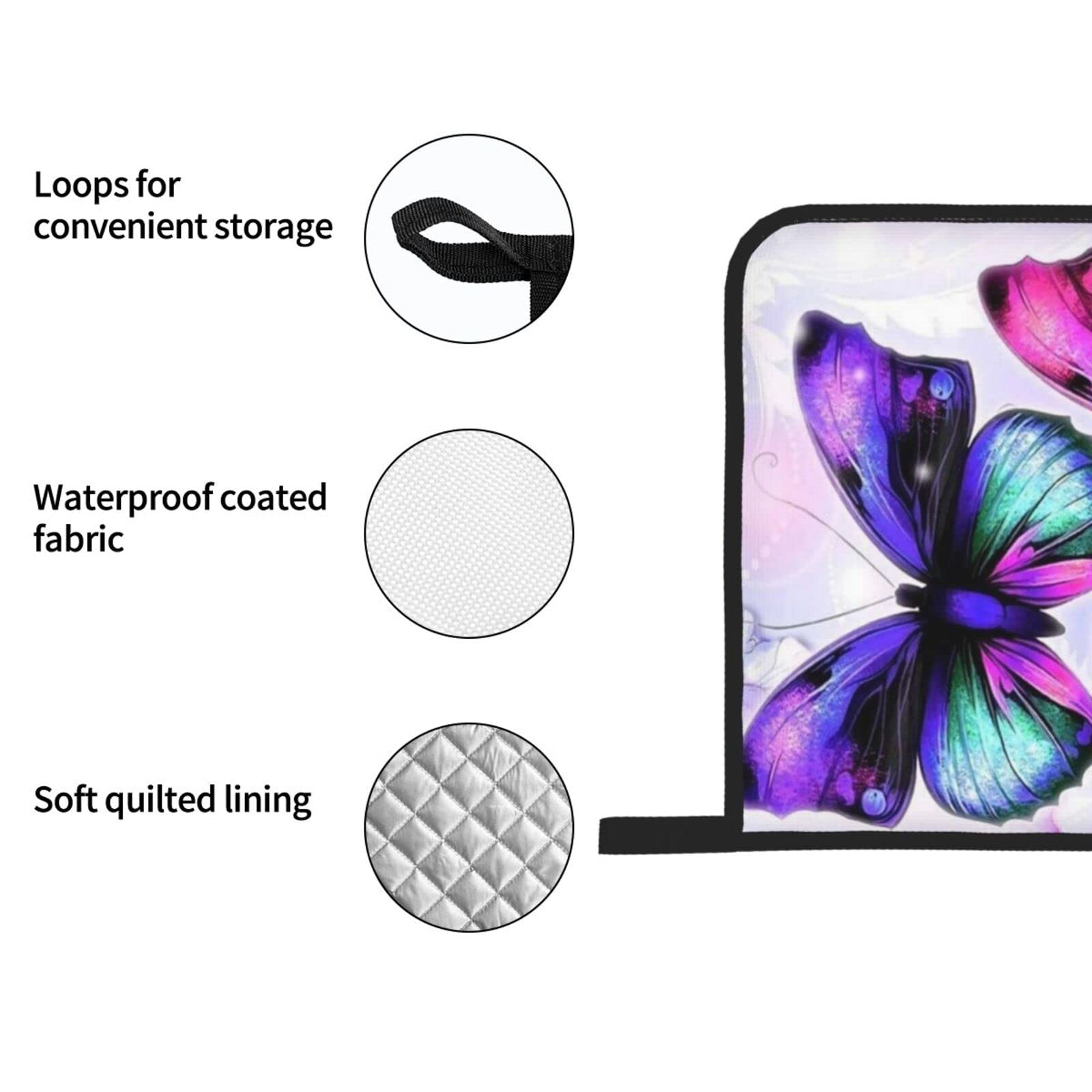 4-Piece Oven Glove and Pot Holder,Purple Butterfly (2),Heat-Resistant Oven Glove and Pot Holder,Can Be Used for Cooking and Grilling