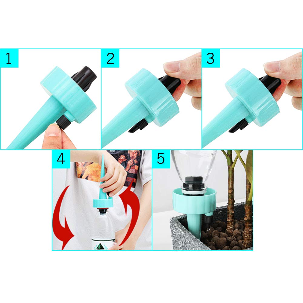 Kingwora Plant Self Watering Devices - 12 Pack Automatic Irrigation Equipment Plant Water with Slow Release Control Valve, Adjustable Water Volume Drip System for Home and Vacation Plant Watering