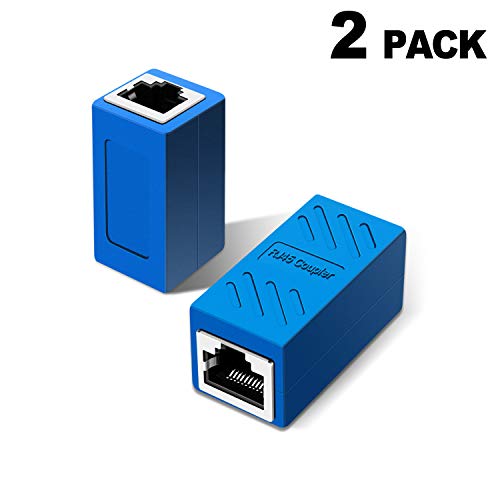 RJ45 Inline Coupler,RJ45 Coupler, for Cat7/Cat6/Cat5e/cat5 Ethernet Cable Extender Connector - Female to Female, Blue 2 Pack