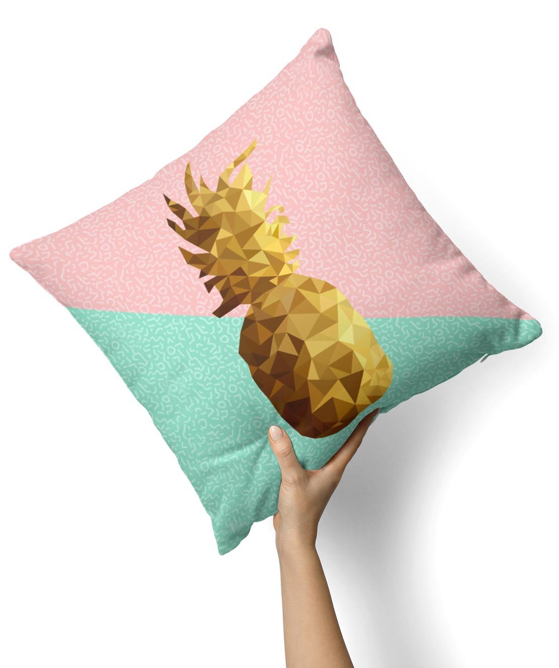 iiRov Summer Design Ink-Fuzed Decorative Throw Pillow - Geometric Summer Pineapple v1