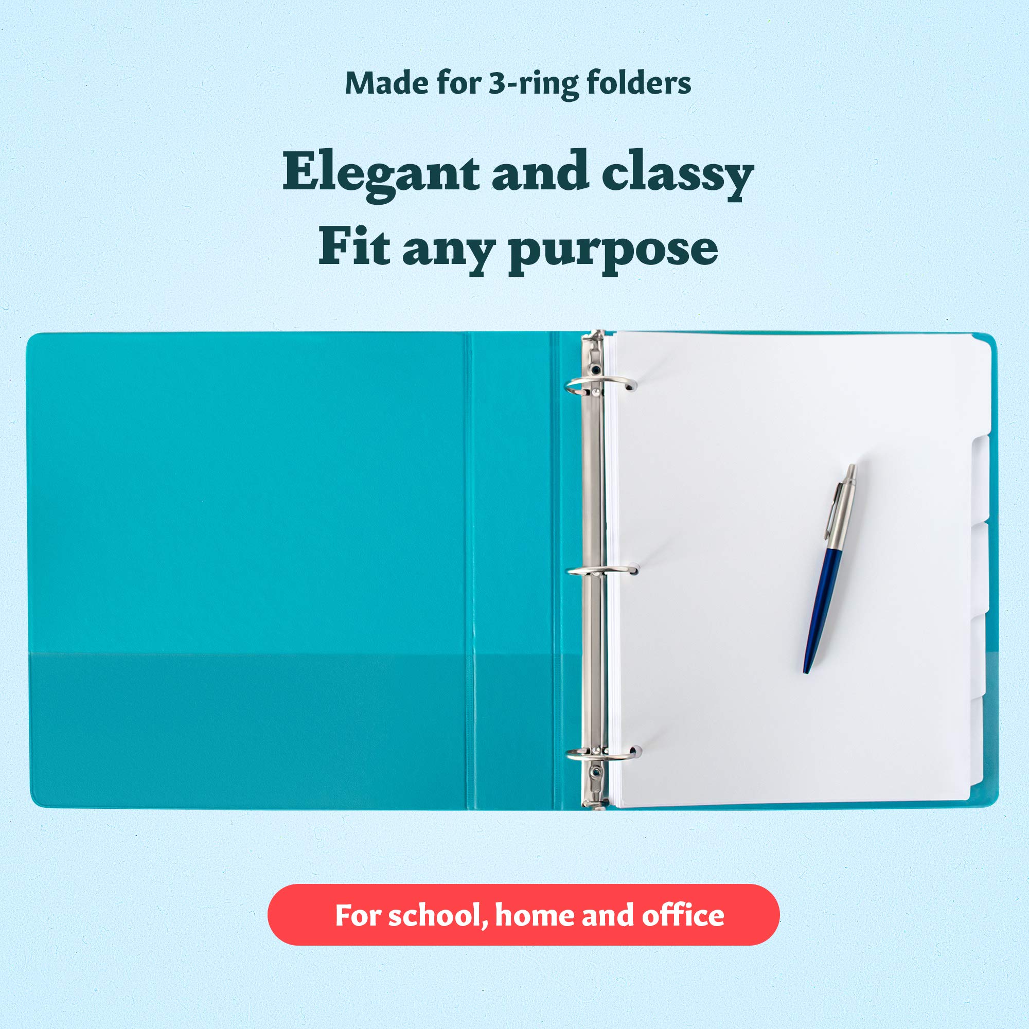 3 Ring Binder Dividers with Tabs - (20 Sets) x 5 Tab Dividers for 3 Ring Binders - White - Binder Dividers with Tabs - Dividers for 3 Ring Binder - Tab Dividers - Binder Tabs // Paper Plan
