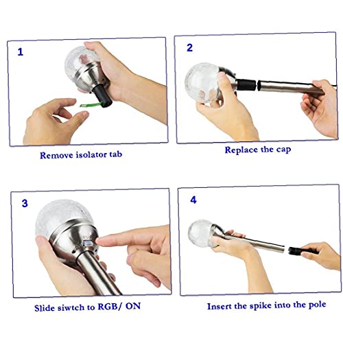 Bumper Solar Garden Stake Lights Cracked Glass Ball Dual LED Lamp with Colorful Light 4PCS Home and Garden