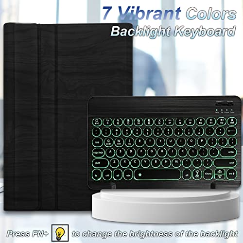 REAL-EAGLE Galaxy Tab S8 2022/ S7 2020 11 Inch Backlit Keyboard Case, 7 Color Backlight Detachable Wireless Keyboard with Filo Case Fit Samsung Galaxy Tab S8/ S7 SM-X700/X706/T870/T875/T876,Black