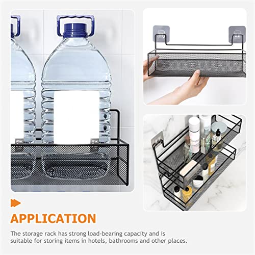 Angoily Laundry Metal Wire and Toiletries Storage Hanging Shelf Caddy Organizer Shelves Drilling Office Basket Room Kitchen Floating Conditioner Shampoo Home Mesh No Shower Bedroom Wall