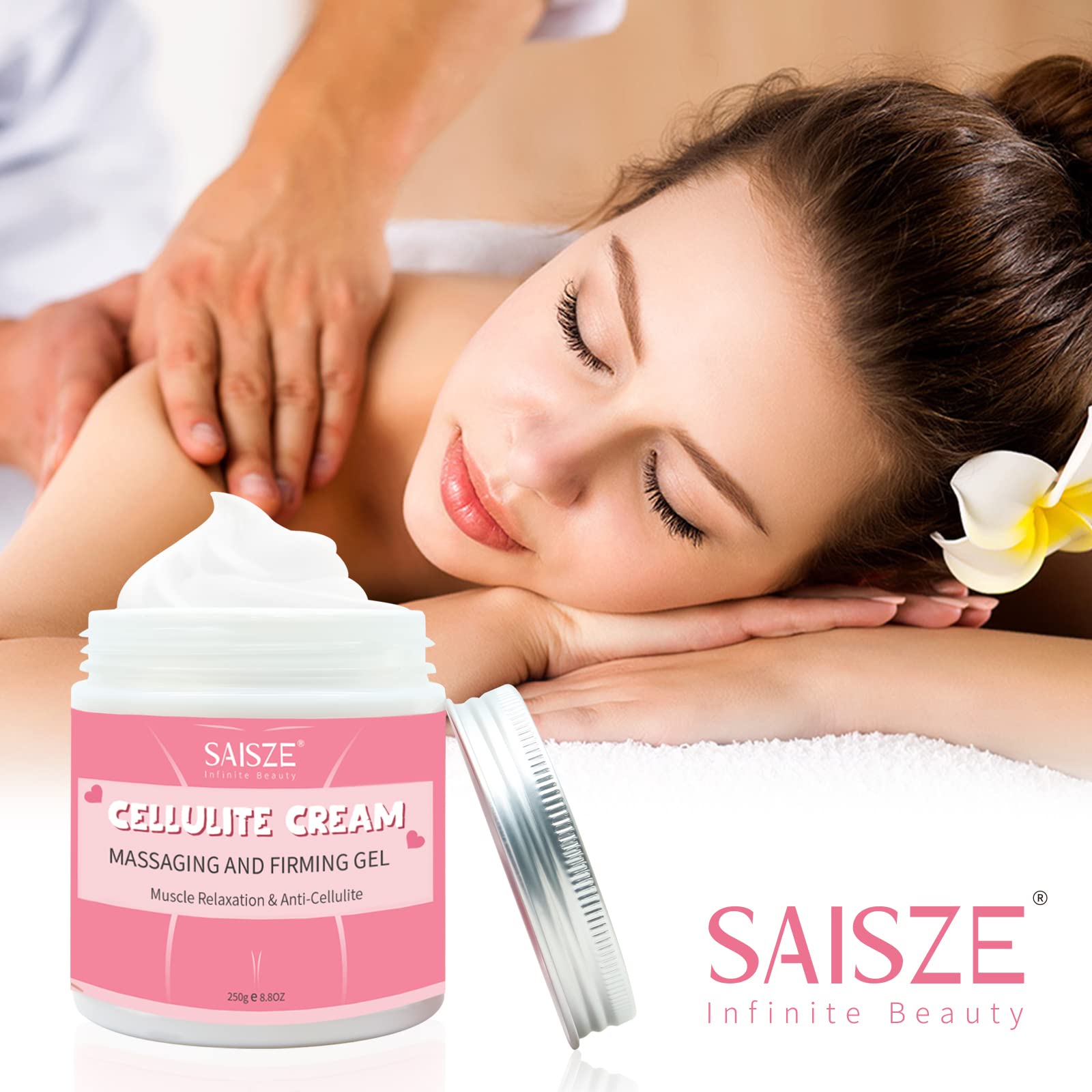 SAISZE Anti Cellulite Body Slimming Cream 8.8oz & Massager and Remover Brush Mitt (Slimming Cream + Massager)