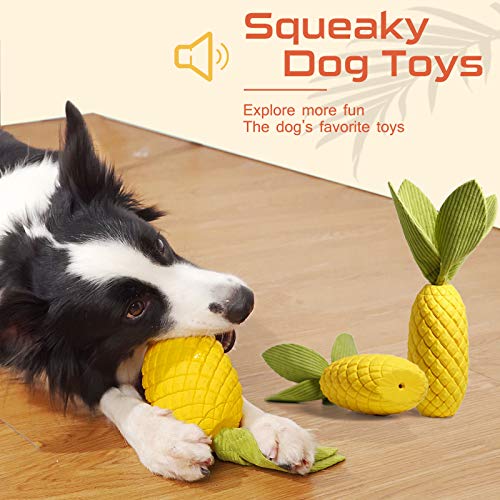 Sugelary Squeaky Dog Toys for Aggressive Chewer Large Medium Breed Dog, Indestructible Tough Durable Dog Chew Toys with Natural Rubber