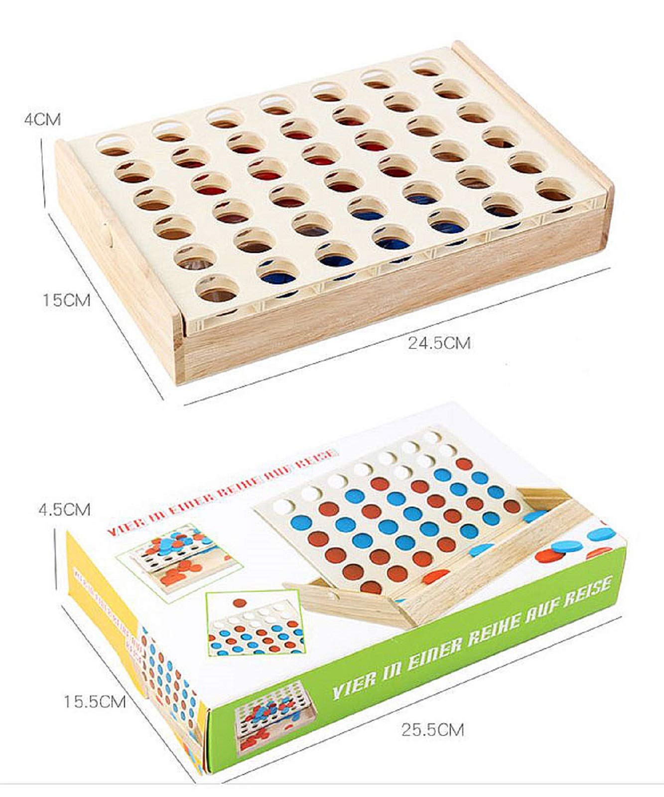 4 in a Row Wooden Board Game Foldable Line Up 4 Classic Family Toy Educational Toy for Kids and Family
