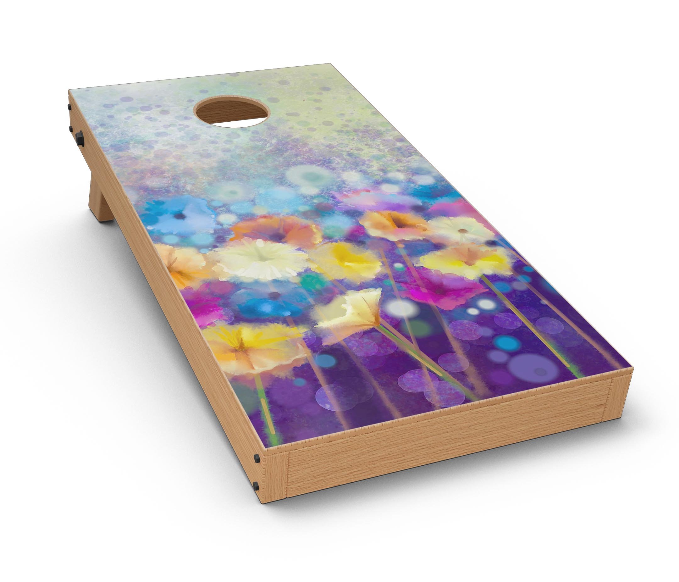 Design Skinz Summer Tropical Skin Set for Cornhole (Skin Only) - Abstract Flower Meadow v2