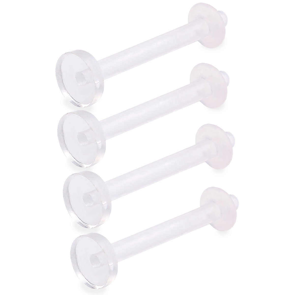 4pcs 16g labret studs lip snake bite piercing retainer clear acrylic flexible bioflex ring jewelry - 10mm