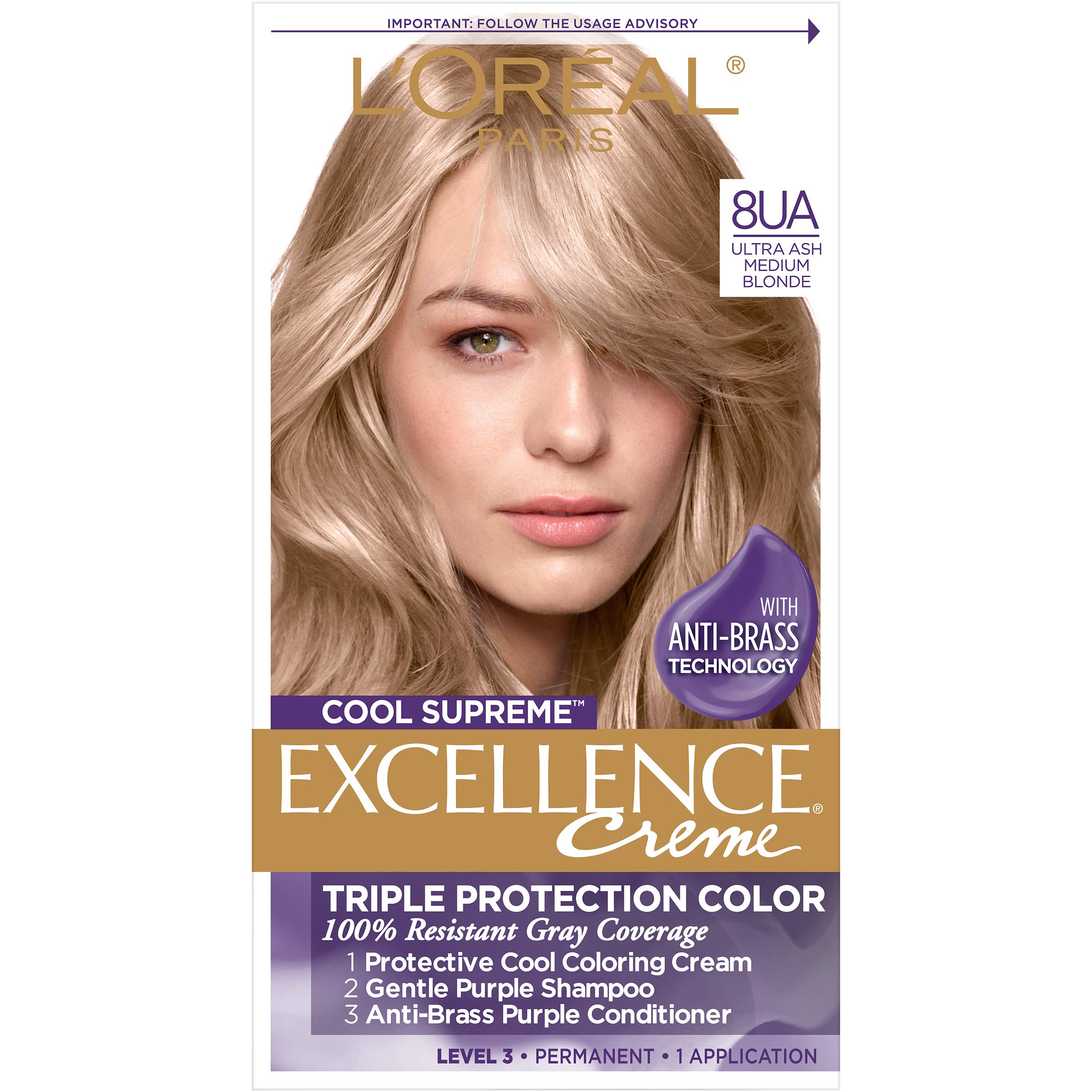 LâOrĂ©al Paris Cool Supreme Permanent Hair Color, Ash Ultra Ash Medium Blonde 8.11, (Pack of 1)