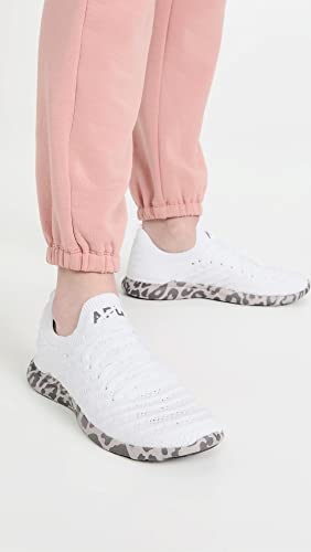 APL: Athletic Propulsion Labs Women's Techloom Wave Sneakers, White/Asteroid/Leopard, 9 Medium US