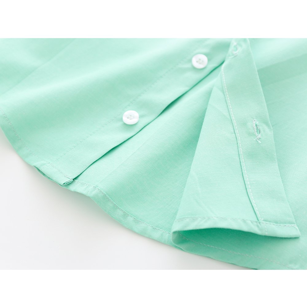 Kimocat Baby Clothes Gentleman Suit Style Short Sleeve Shirt + Bowtie + Short Suspenders (Green, 0-6 Months)