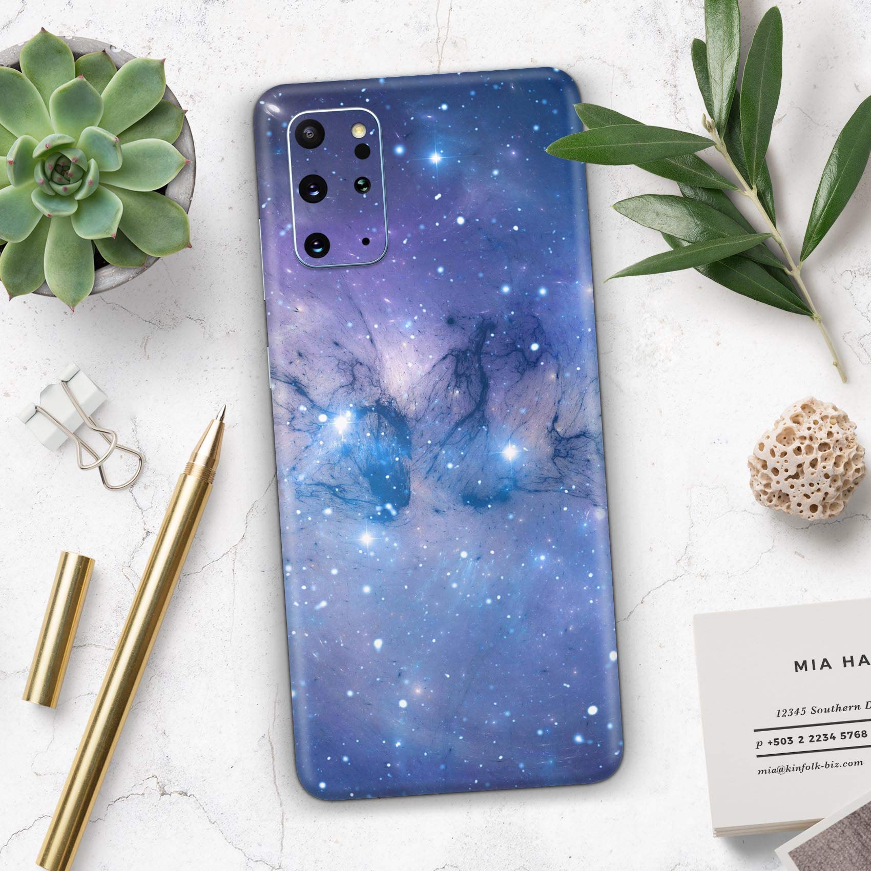 DesignSkinz Blue & Purple Mixed Universe Protective Vinyl Decal Wrap Skin Cover Compatible with The Samsung Galaxy S20 (Screen Trim & Back Glass Skin)