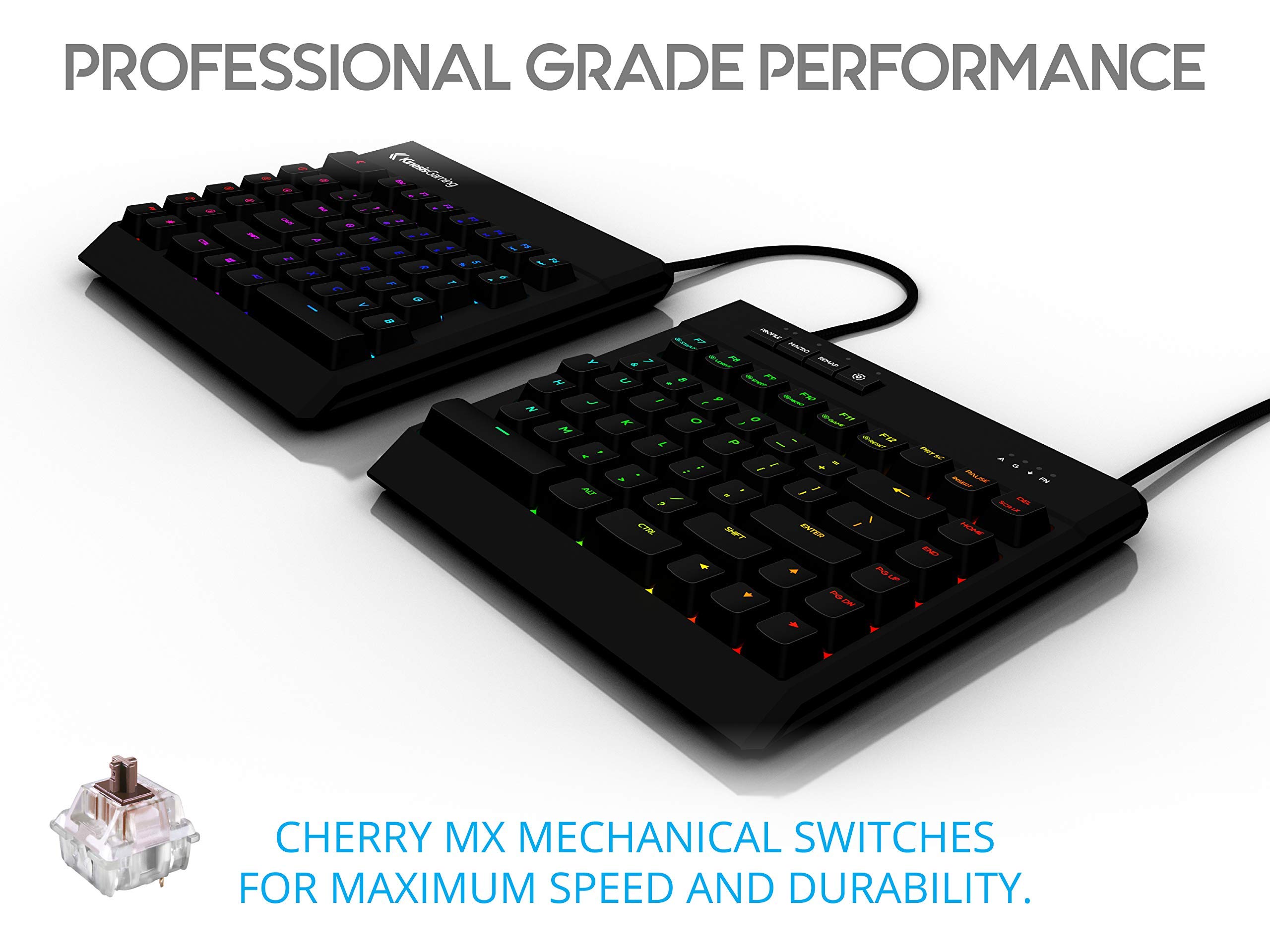 KINESIS Gaming Freestyle Edge RGB Split Mechanical Keyboard (MX Brown) (Renewed)